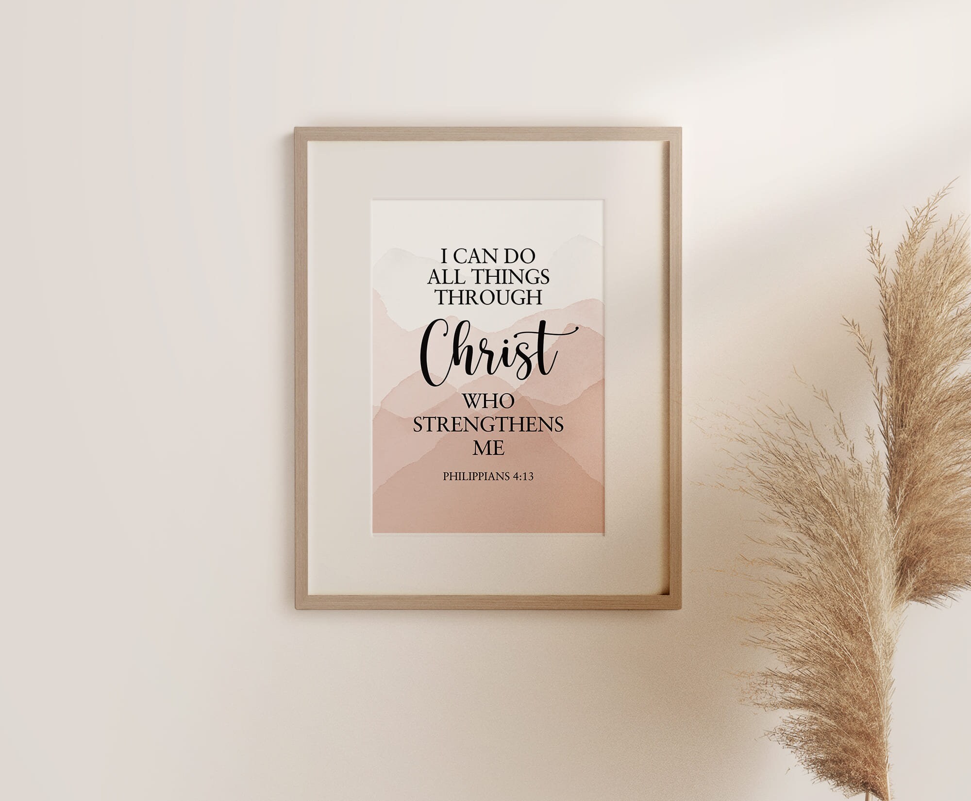 Philippians 4:13 Printable Watercolor Landscape Background Scripture ...