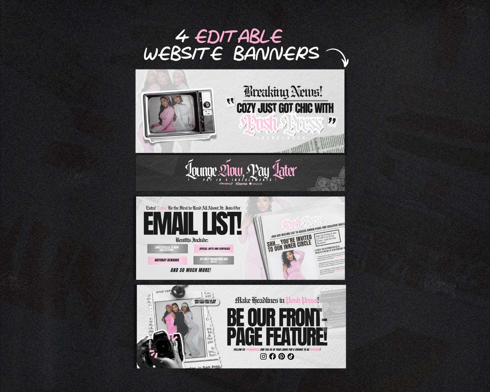 Wix Website Template, Canva Editable Website Banners, Wix Clothing ...