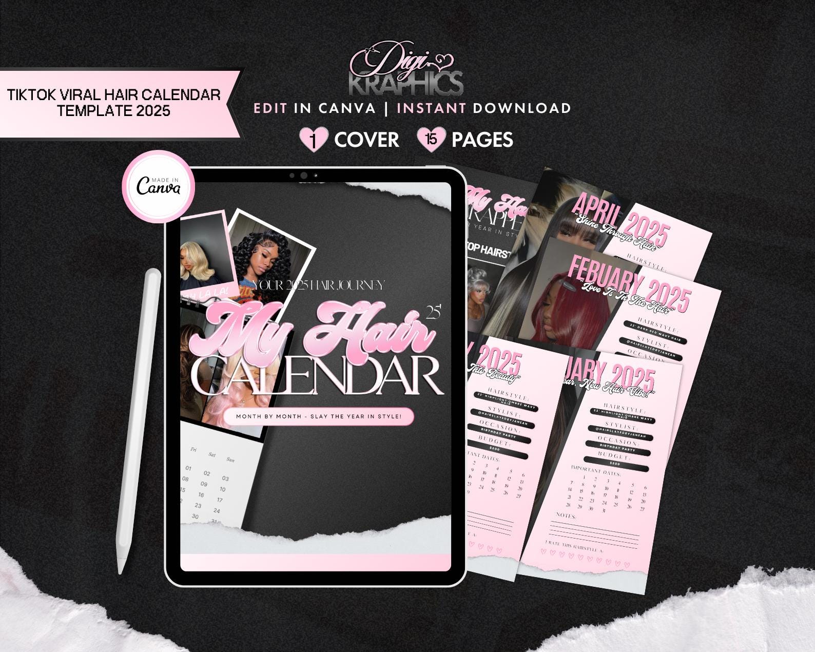 VIRAL Tiktok Hair Calendar PLR, Viral Beauty Magazine, Hair Magazine ...