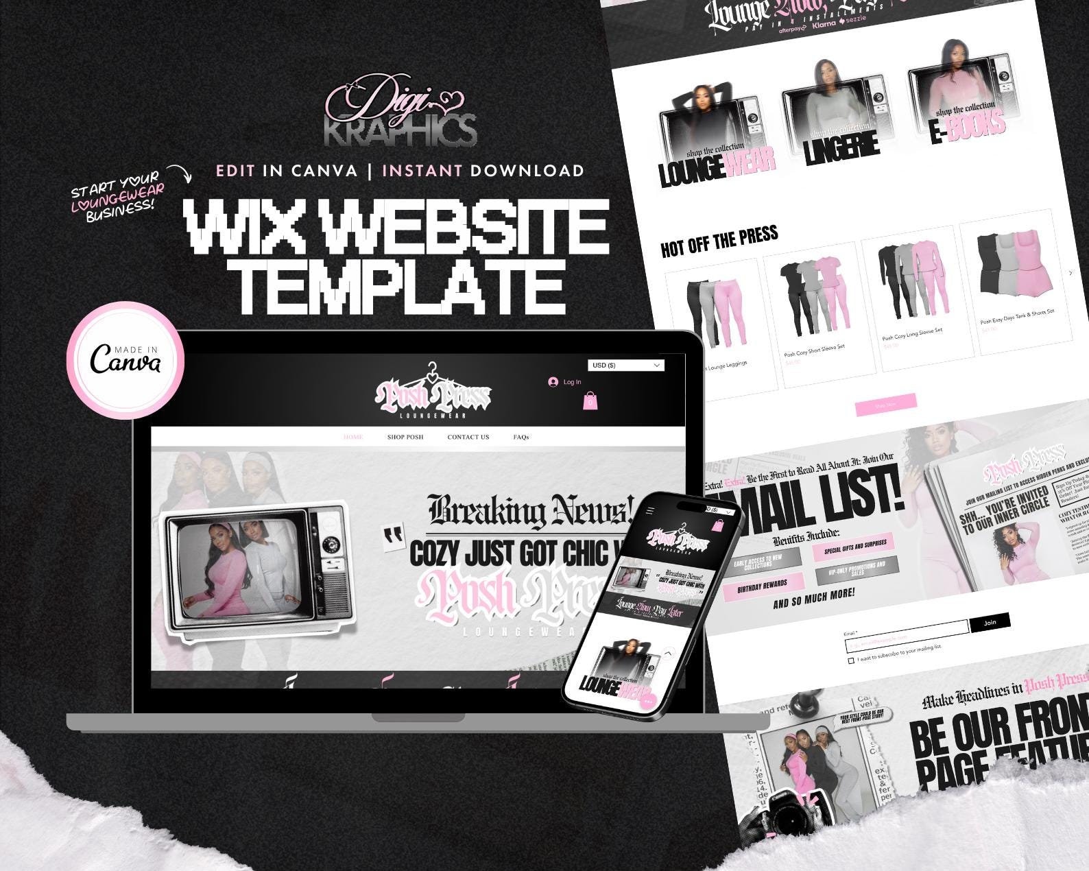 Wix Website Template, Canva Editable Website Banners, Wix Clothing ...