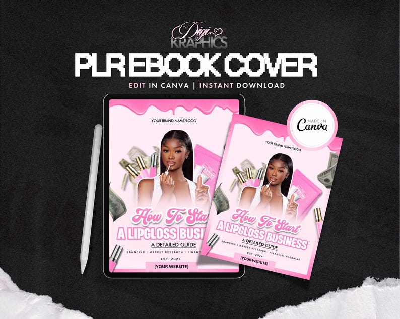 PLR Editable Lipgloss Business Ebook Cover - Ebook Cover Template - Dfy ...