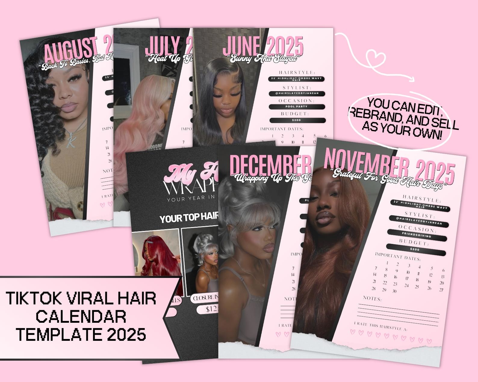 VIRAL Tiktok Hair Calendar PLR, Viral Beauty Magazine, Hair Magazine ...