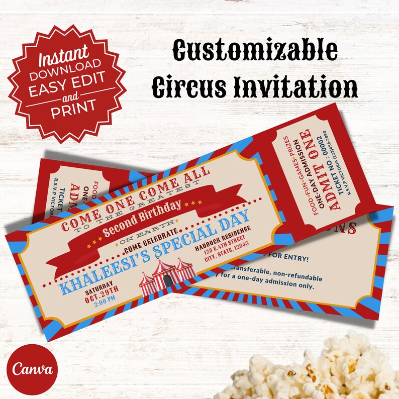 Carnival Ticket Invitation Circus Ticket Invitation Carnival - Etsy