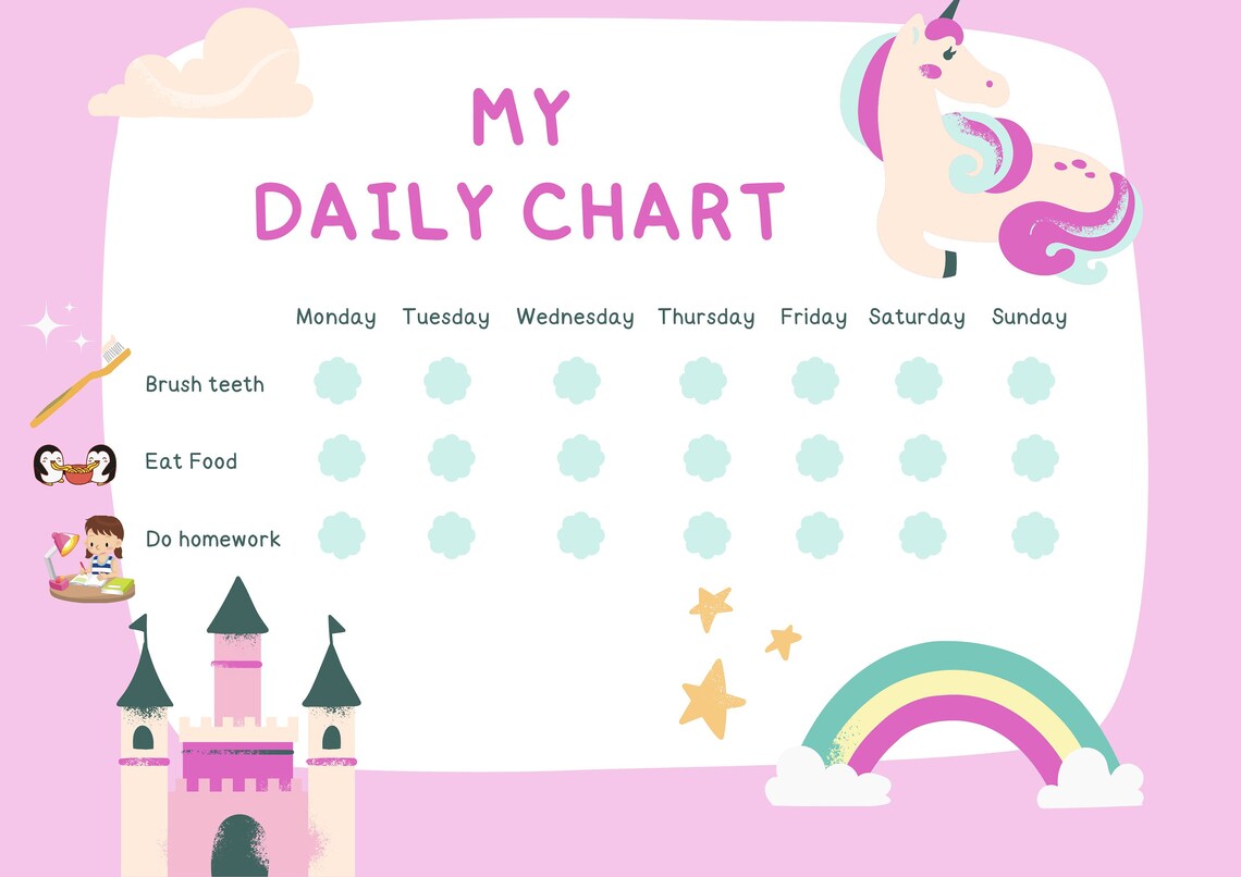 Printable Kids Routine Task Chart - Etsy