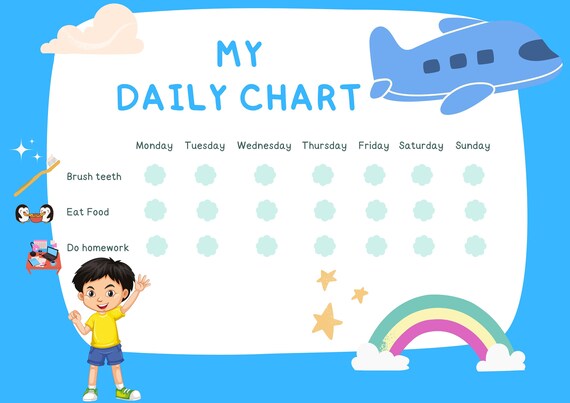 Printable Kids Routine Task Chart - Etsy