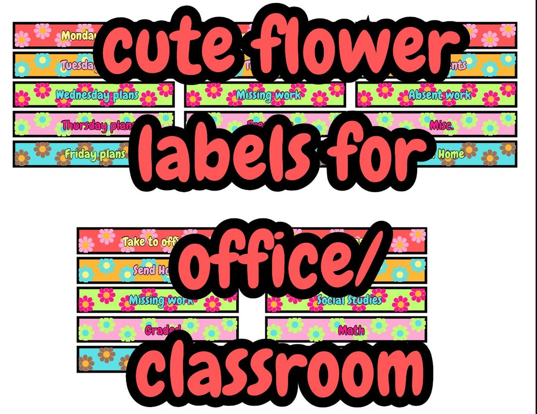 Bright, Colorful Flower Labels for Office or Classroom - Etsy