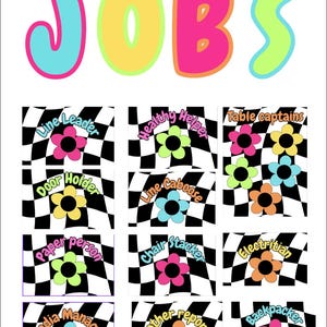 Groovy Checkered Class Job Printables - Etsy