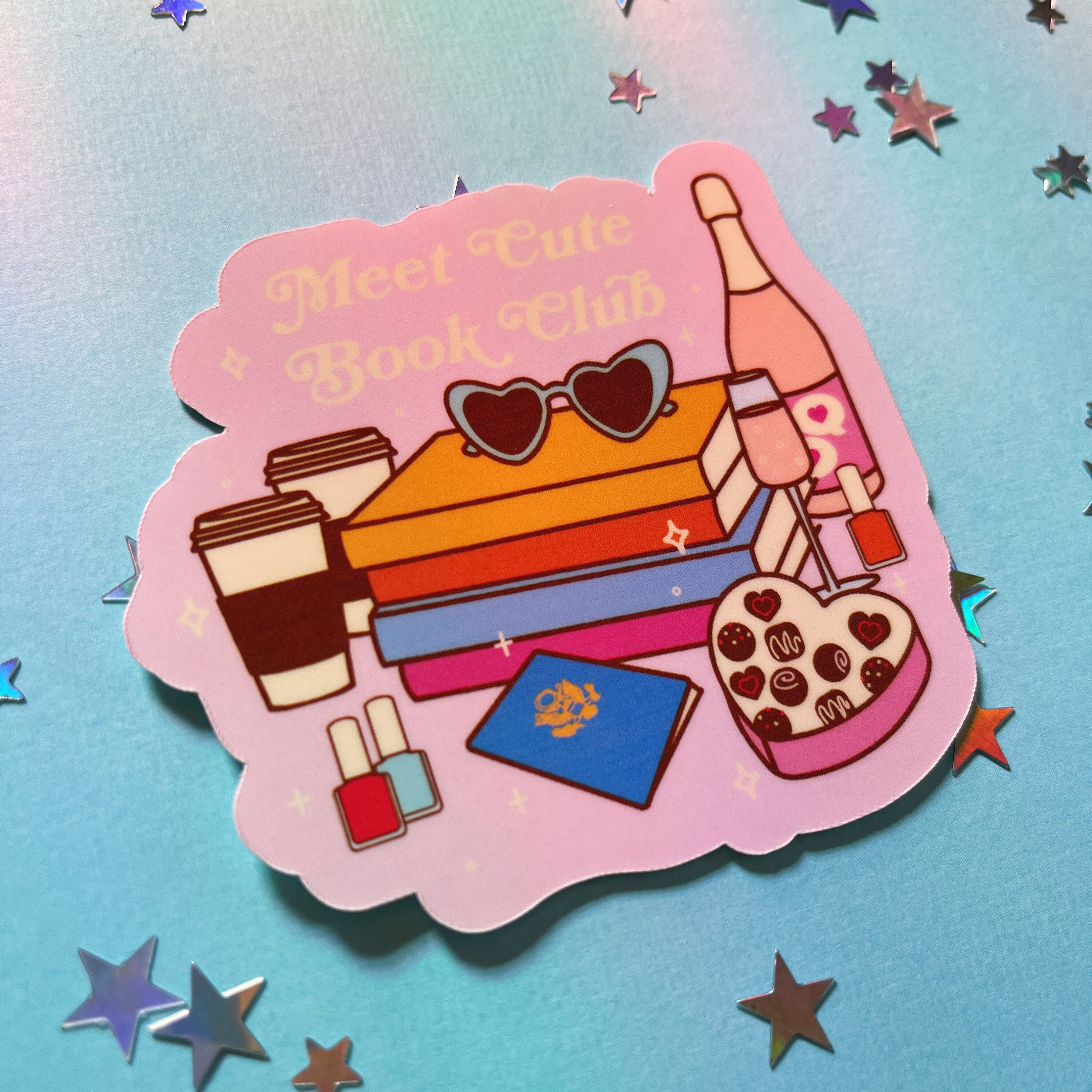 Meet Cute Book Club Waterproof Laminated Glossy Vinyl Sticker - Etsy