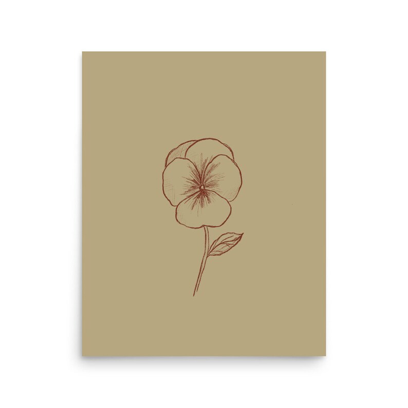Pansy Sketch Art Print | Pansies Line Art Vintage Sketch S5-3 - Etsy