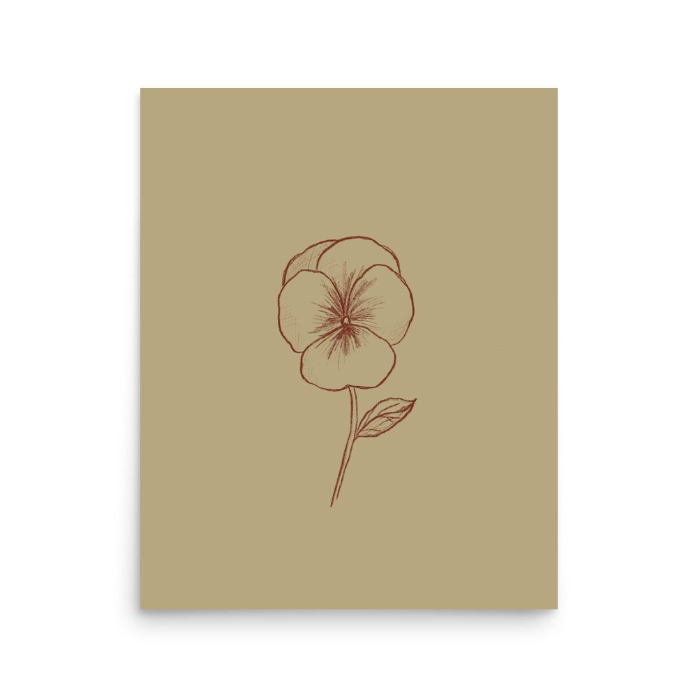Pansy Sketch Art Print | Pansies Line Art Vintage Sketch S5-3 - Etsy