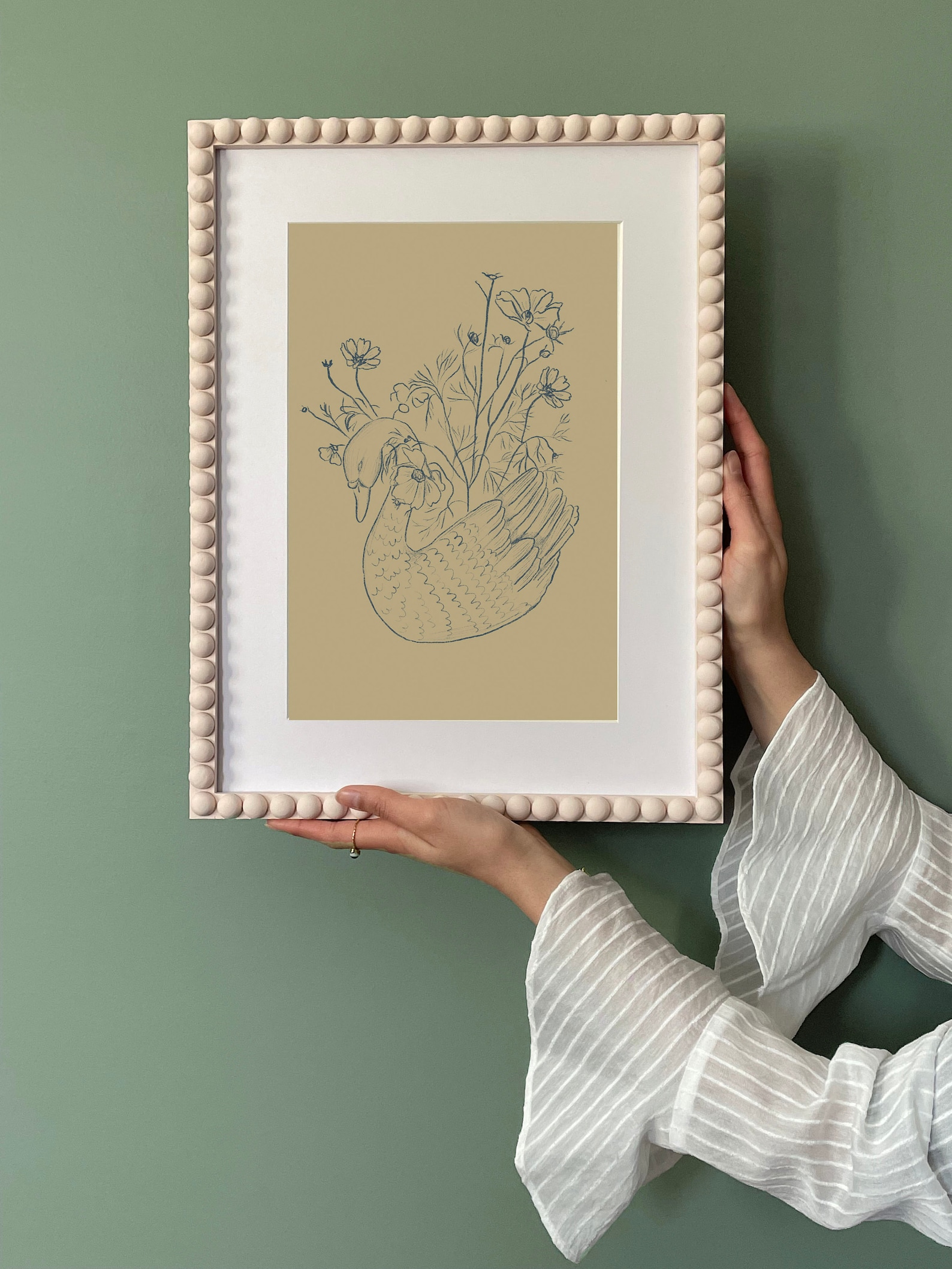 Swan Sketch Art Print | Swan Vase Cosmos Flowers Art Print S5-2 - Etsy