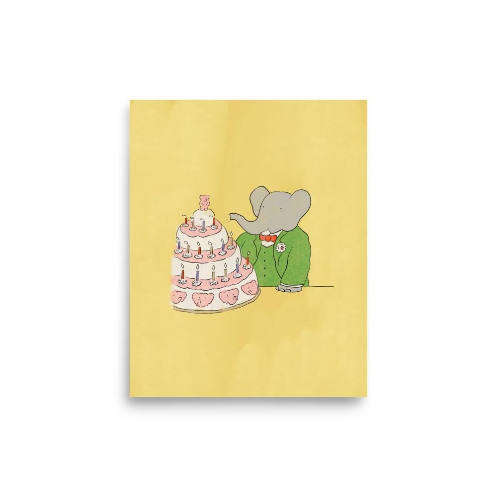 Babar Art Print | Vintage Children Gallery Wall Nursery Art A3-1 - Etsy