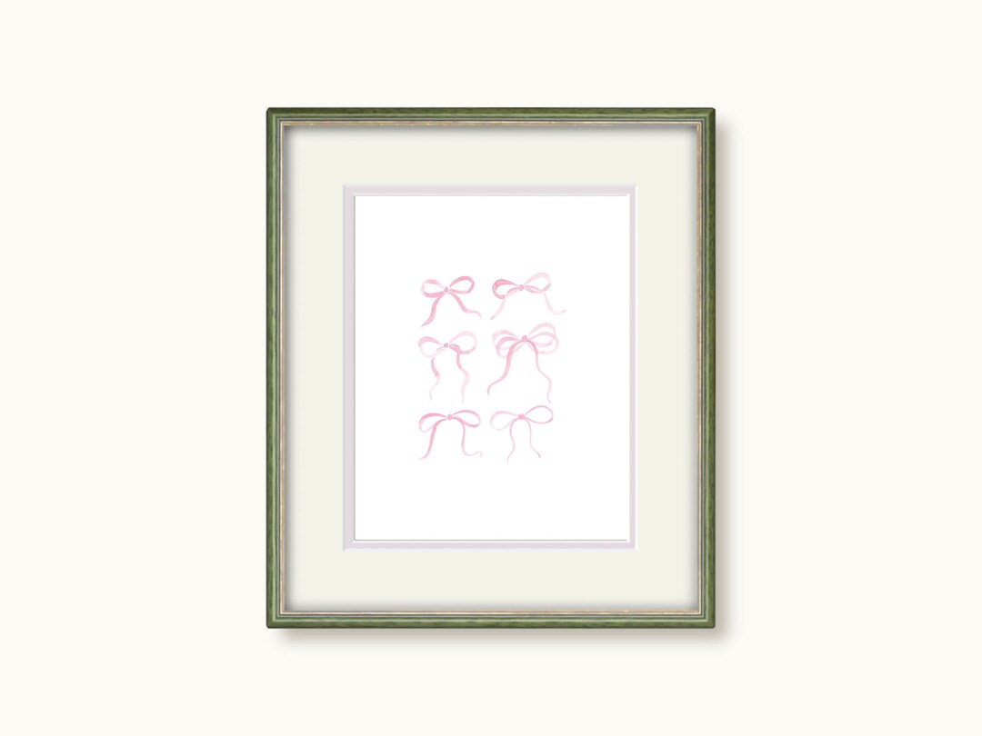 Bow Watercolour DIGITAL Art Print | Room Decor Hand-illustrated Pink ...