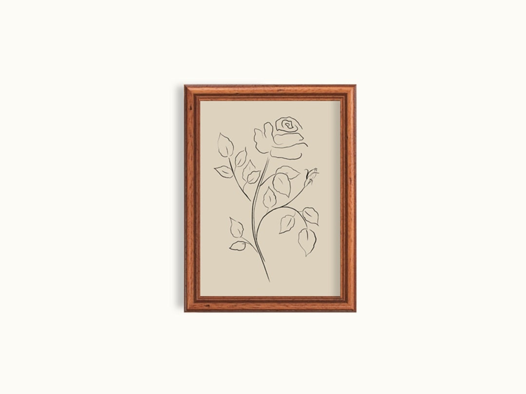 Vintage Line Art Rose Art Print | Rose Sketch Art Print S1-4 - Etsy