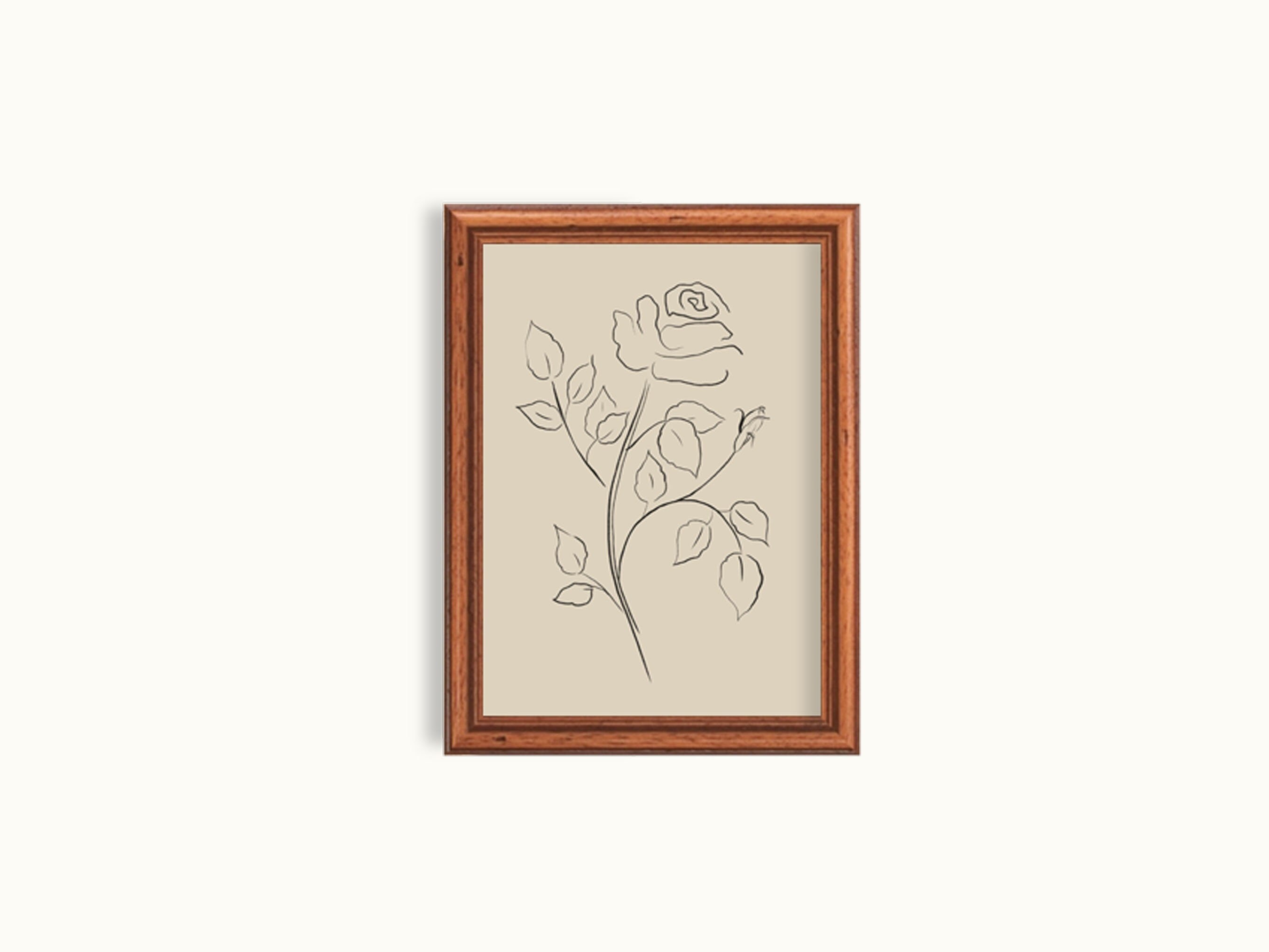 Vintage Line Art Rose Art Print | PRINTABLE Art Print | Rose Sketch ...