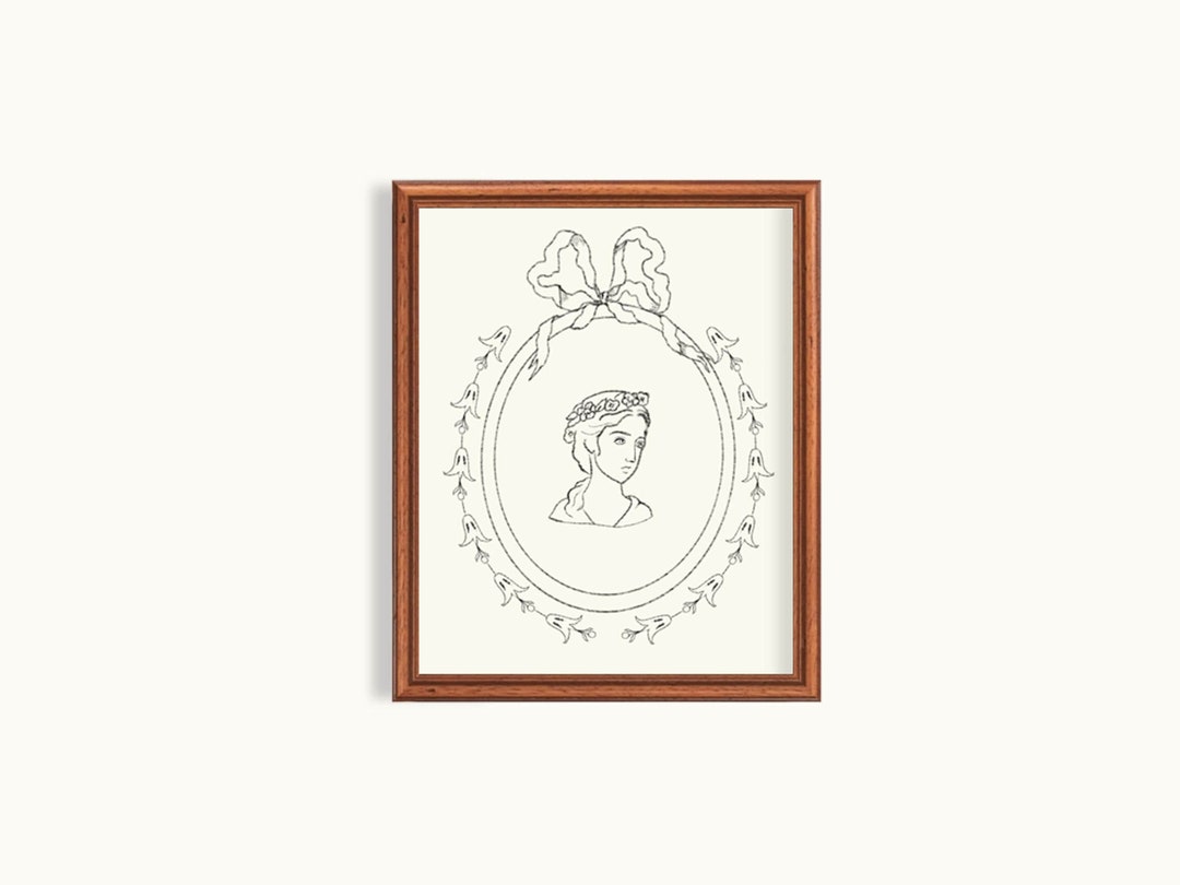 Portrait Sketch | Vintage Cameo Art Print | PRINTABLE Line Drawing Face ...