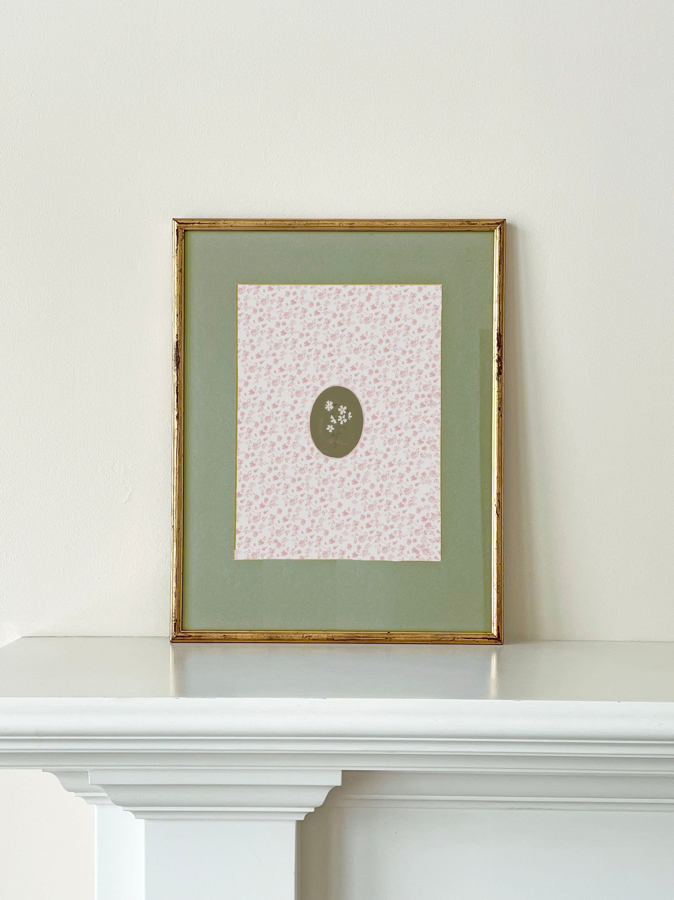 Vignette Mini Painting DIGITAL Art Print | Cosmos Flowers Cottage ...