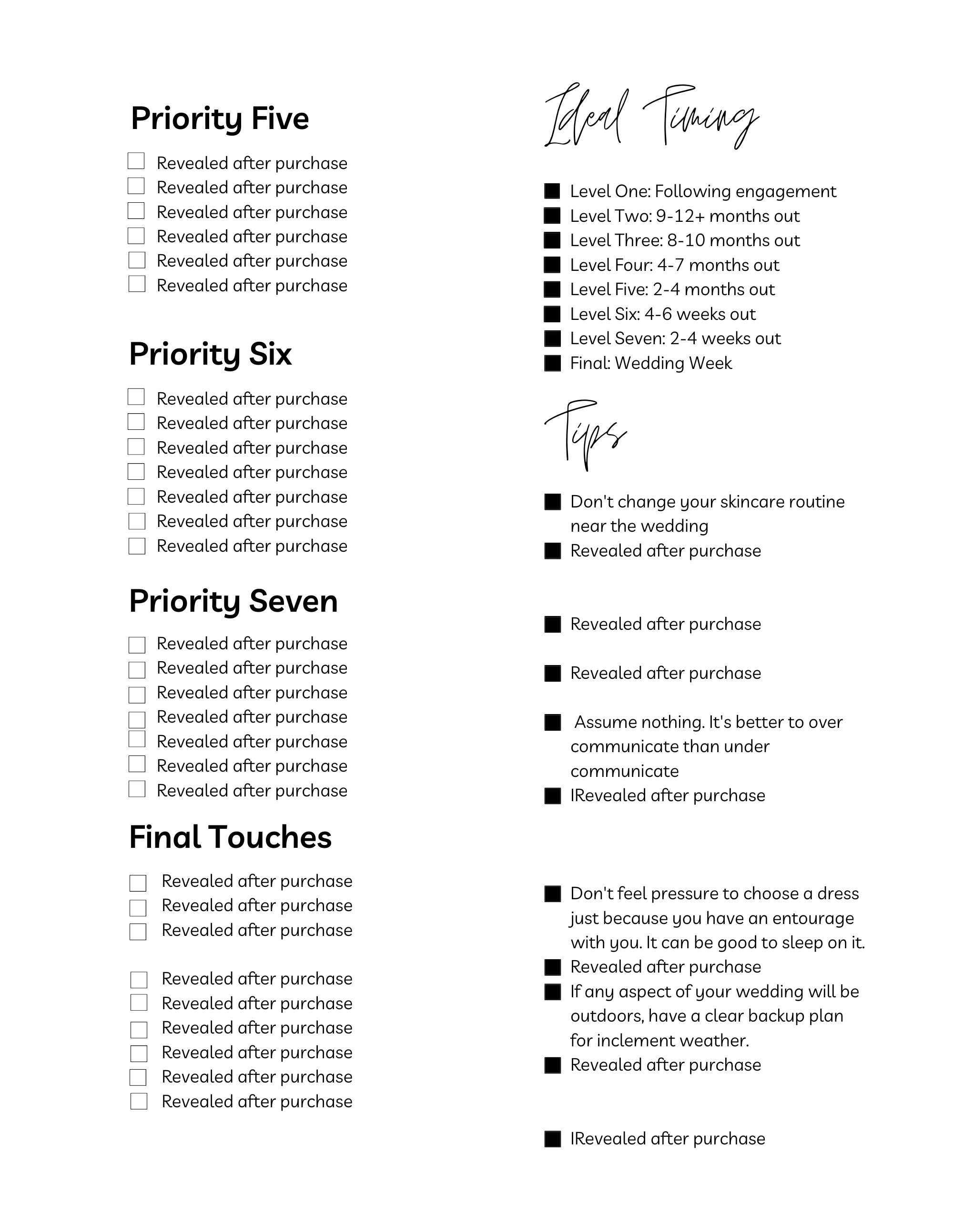 My Minimalistic and Simple Wedding Planning Checklist/my Wedding ...