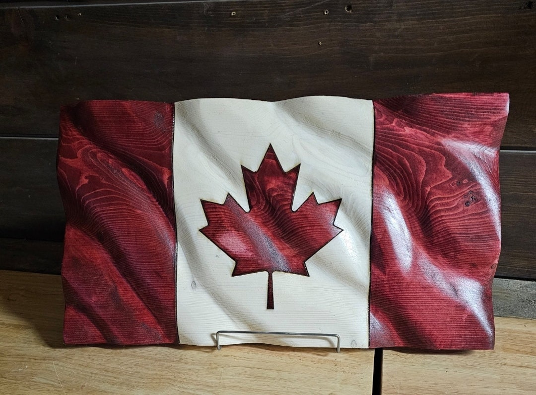 Hand Carved Canadian Flag - Etsy Canada