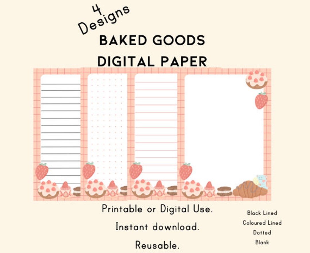 Cute Digital Paper Reusable Printable Paper Cute Digital Paper Kawaii ...
