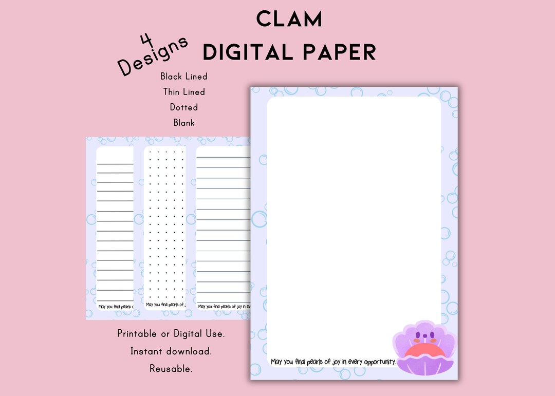 Cute Digital Paper Reusable Printable Paper Cute Digital Paper Kawaii ...