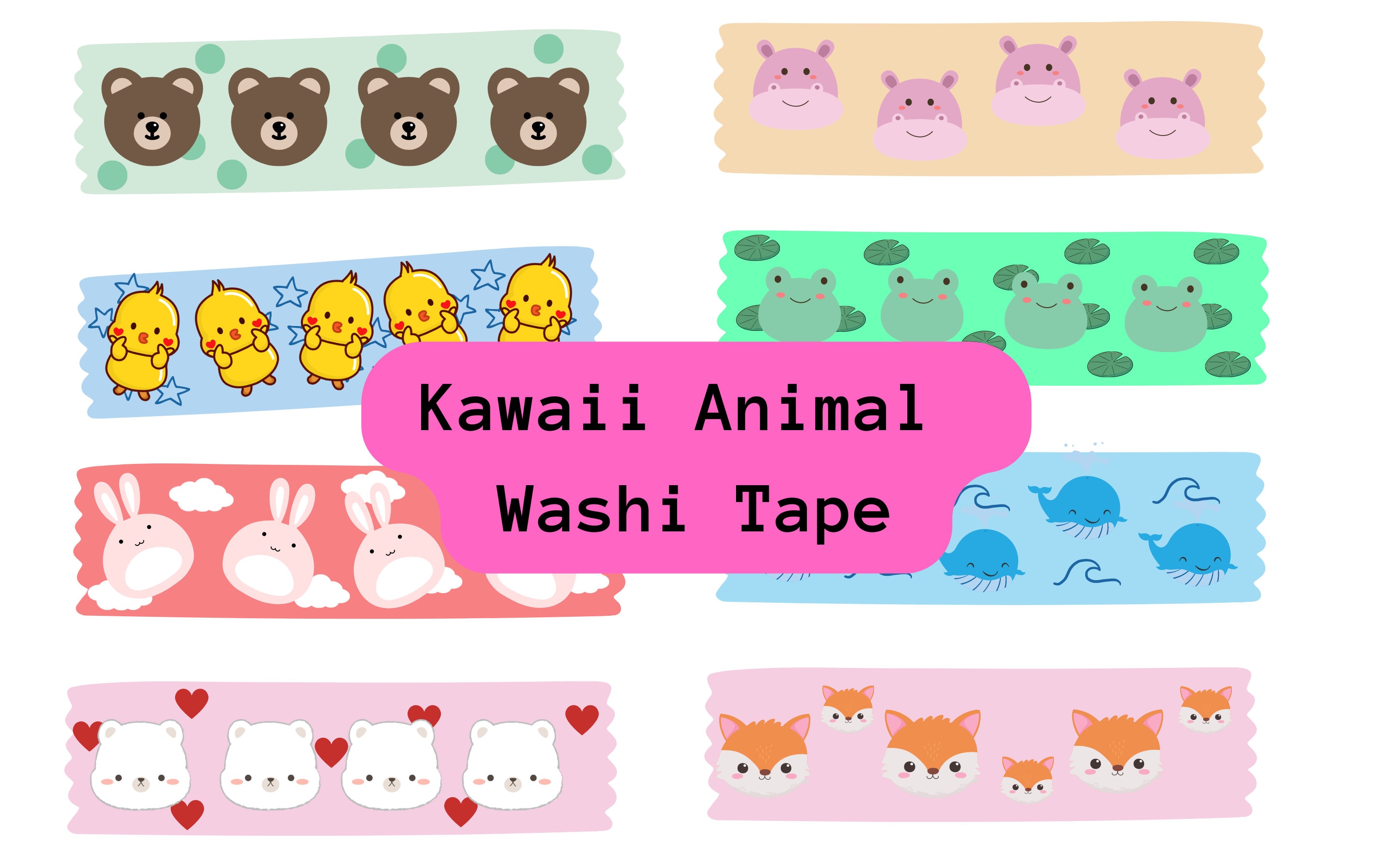 Kawaii Washi Tape Digital Stickers Pre-cropped Digital Stickers Instant ...