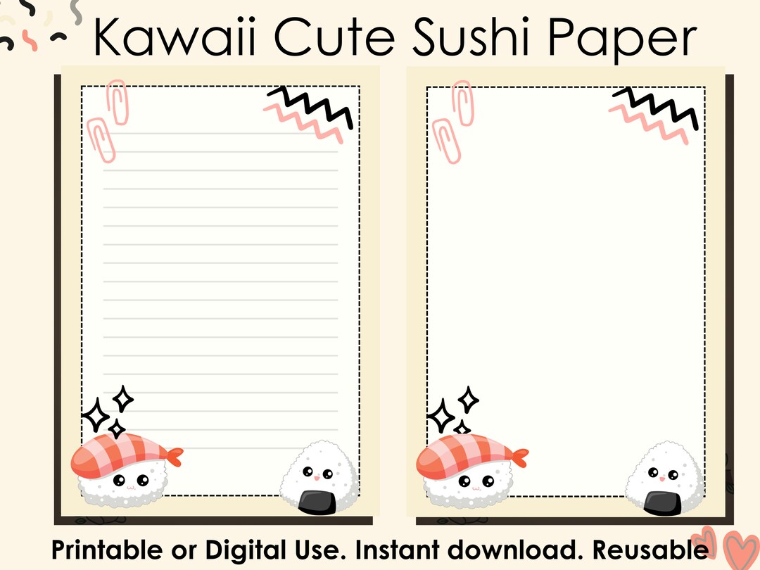Cute Digital Paper Reusable Printable Paper Cute Digital Paper Kawaii ...