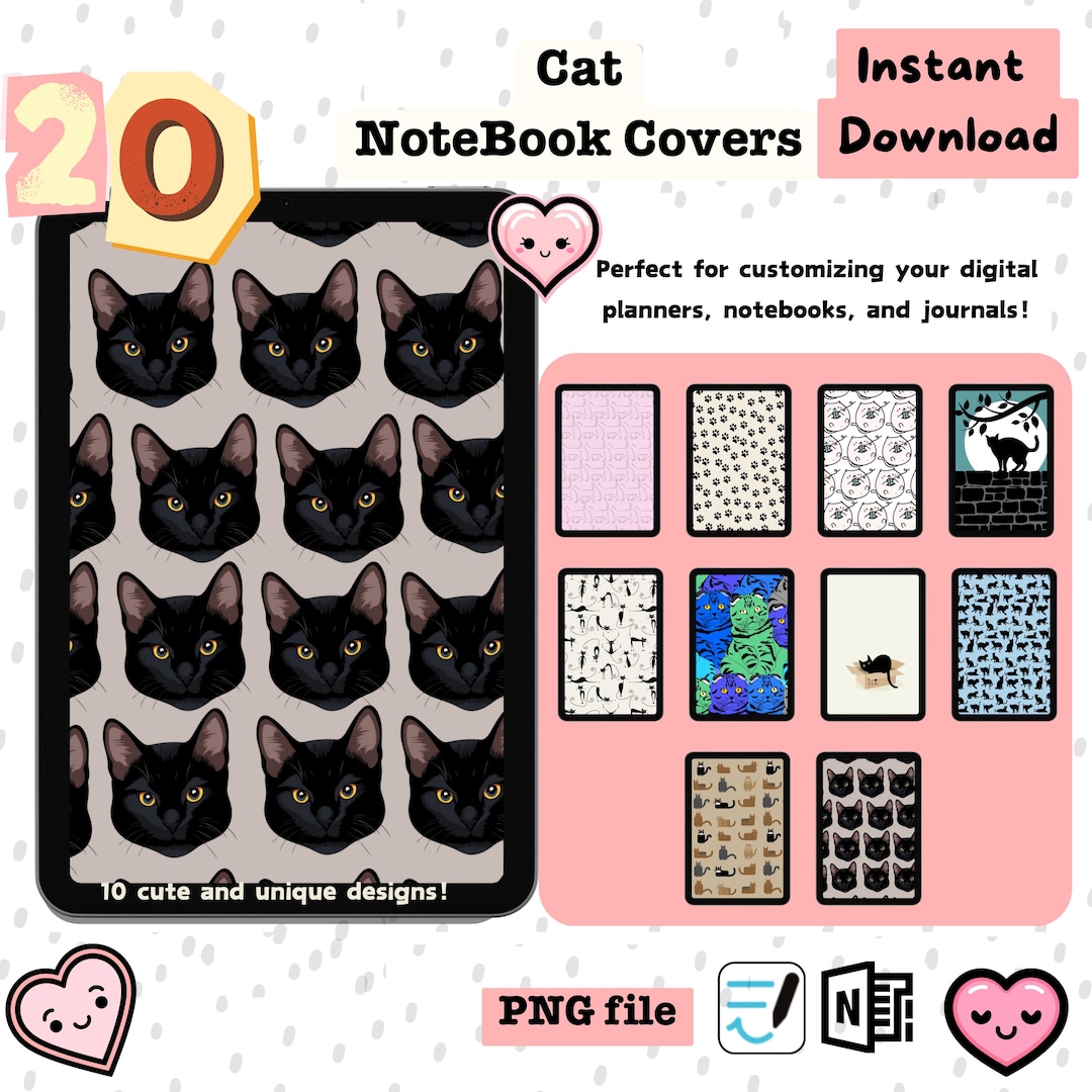 Cute Cats Digital Notebook Covers Digital Notebook Goodnotes Cover Cats ...
