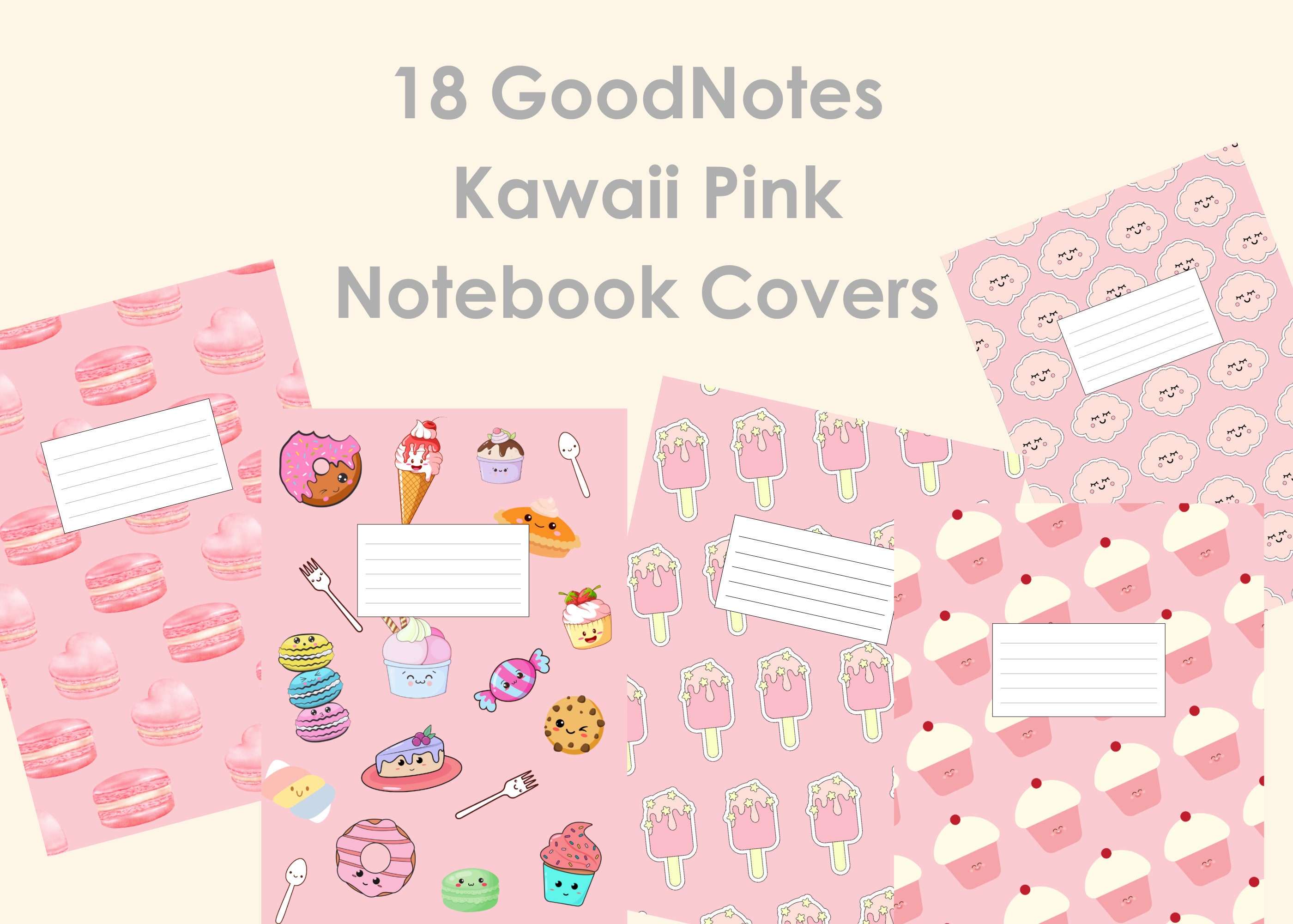 Kawaii Pink Digital Notebook Covers Digital Notebook Goodnotes Cover ...