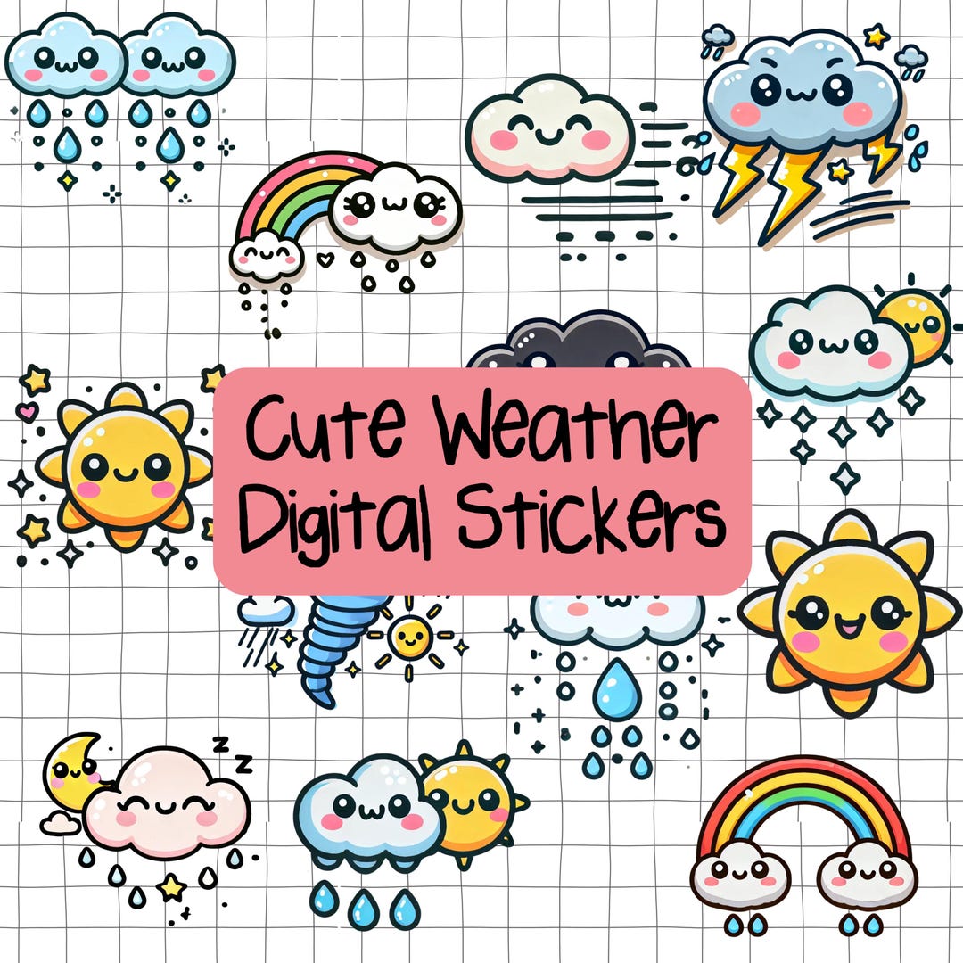 Cute Weather Digital Stickers Digital Stickers Weather Digital Download ...