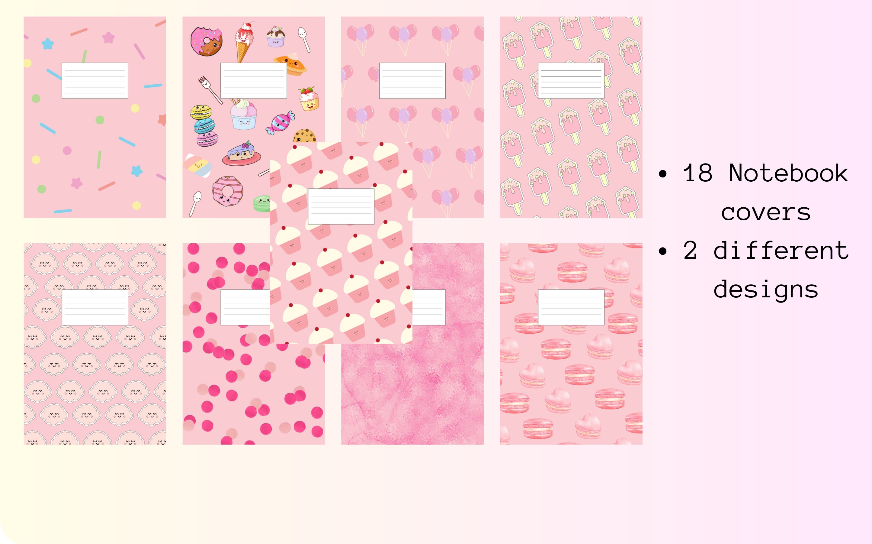 Pink Kawaii Digital Notebooks and Pink Aesthetic Digital Stickers Pink ...
