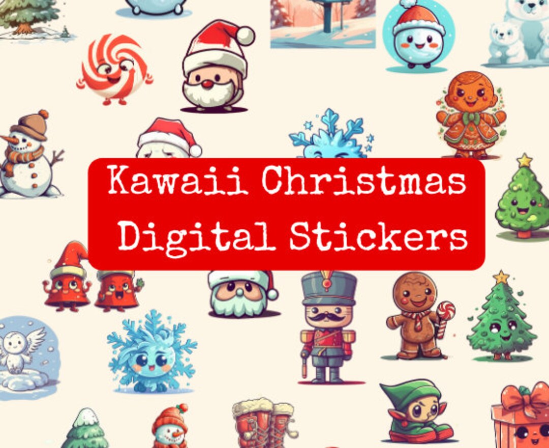 Cute Christmas Digital Sticker Pre-cropped Digital Stickers Christmas ...