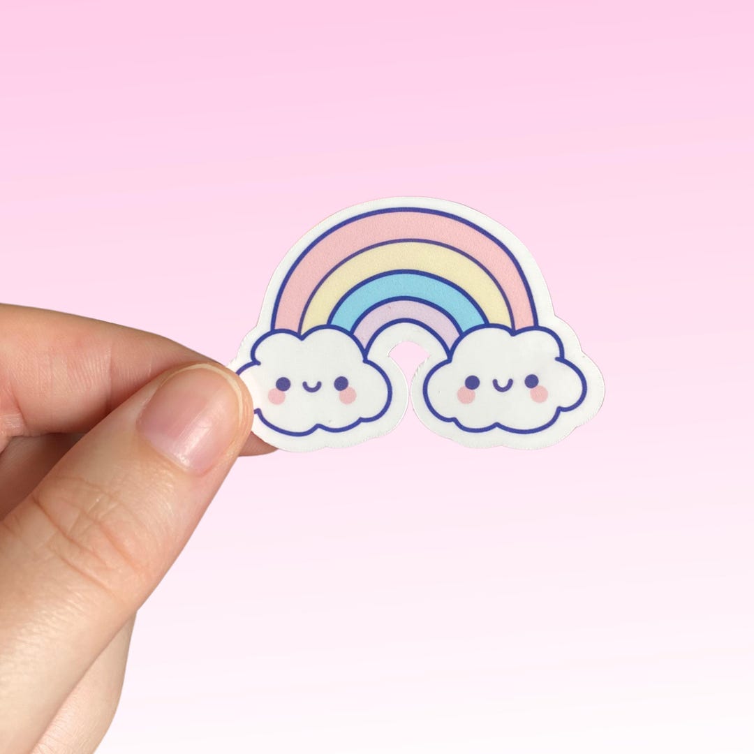 Kawaii Cute Rainbow and Clouds Sticker for Planner Cute Rainbow Sticker ...