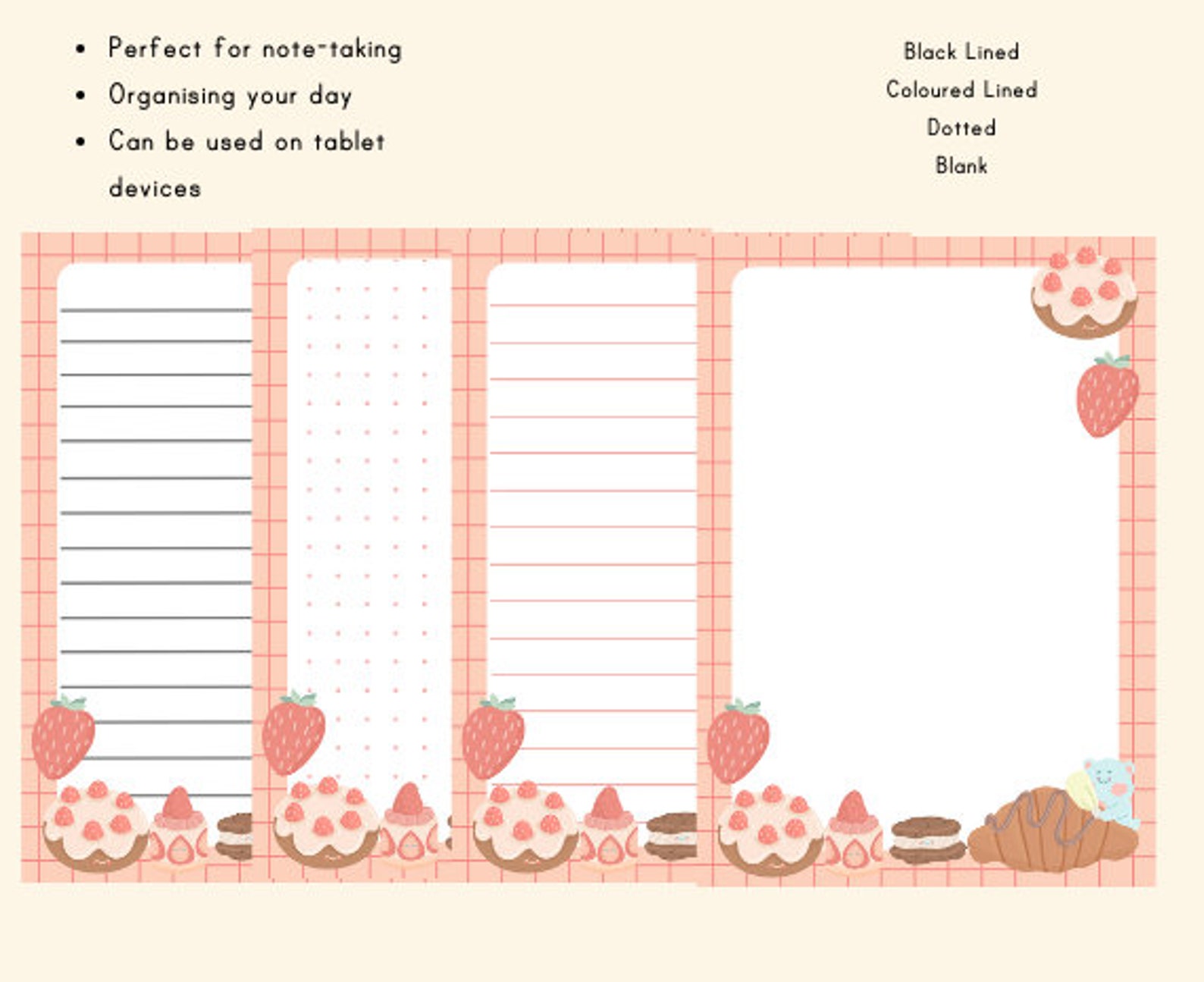 Cute Digital Paper Reusable Printable Paper Cute Digital Paper Kawaii ...