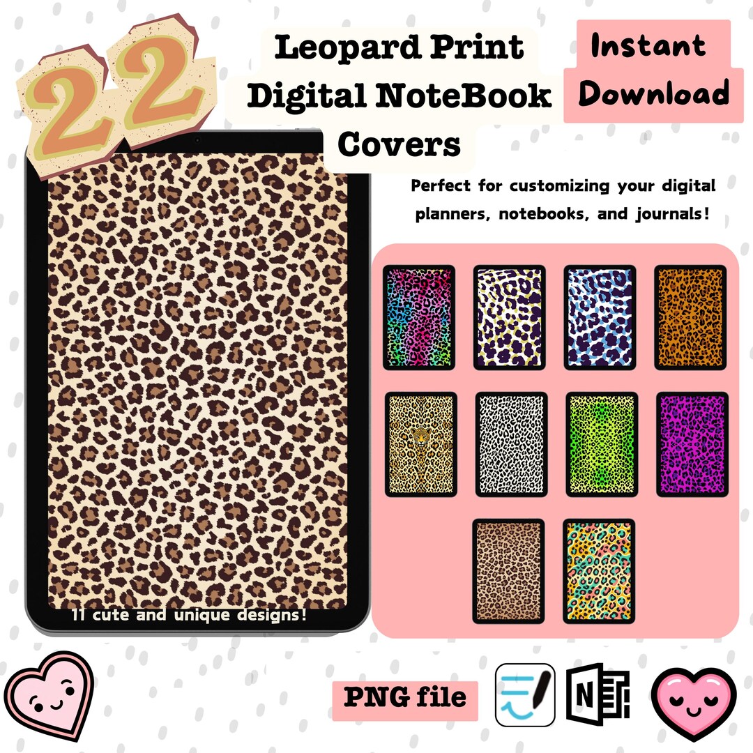 Cute Leopard Print Digital Notebook Covers Digital Notebook Goodnotes ...