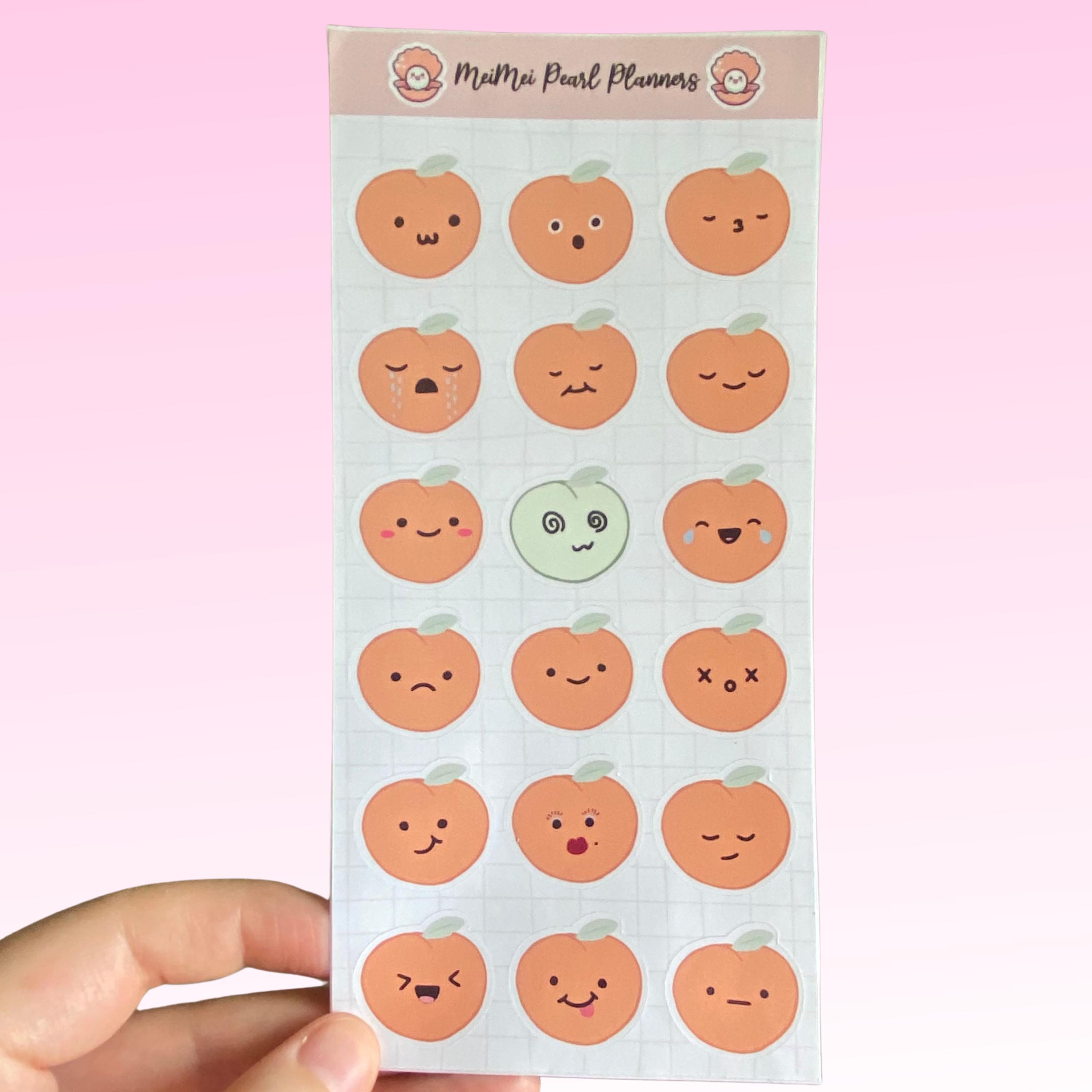 Kawaii Cute Peach Emotion Sticker Sheet Stickers for Planner Cute ...