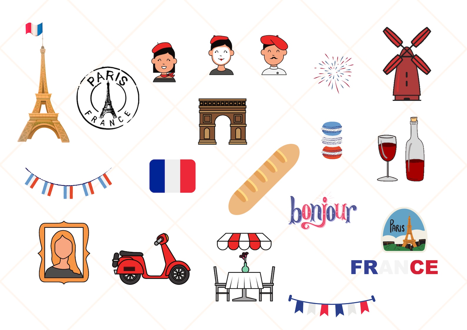 French Stickers Digital Sticker Pre-cropped Digital Stickers Digital ...