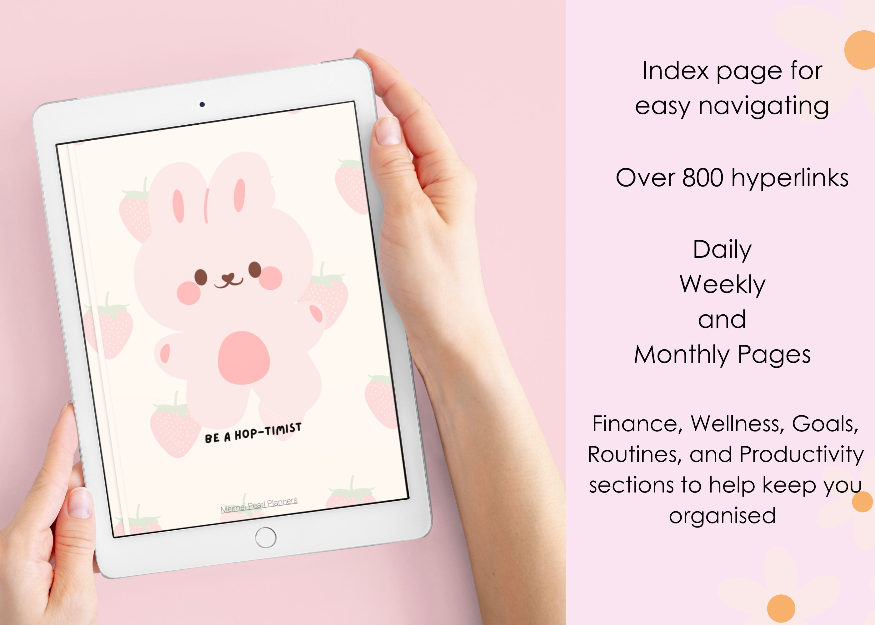 Kawaii Cute Rabbit Undated Digital Planner Digital Cute Planner Kawaii ...