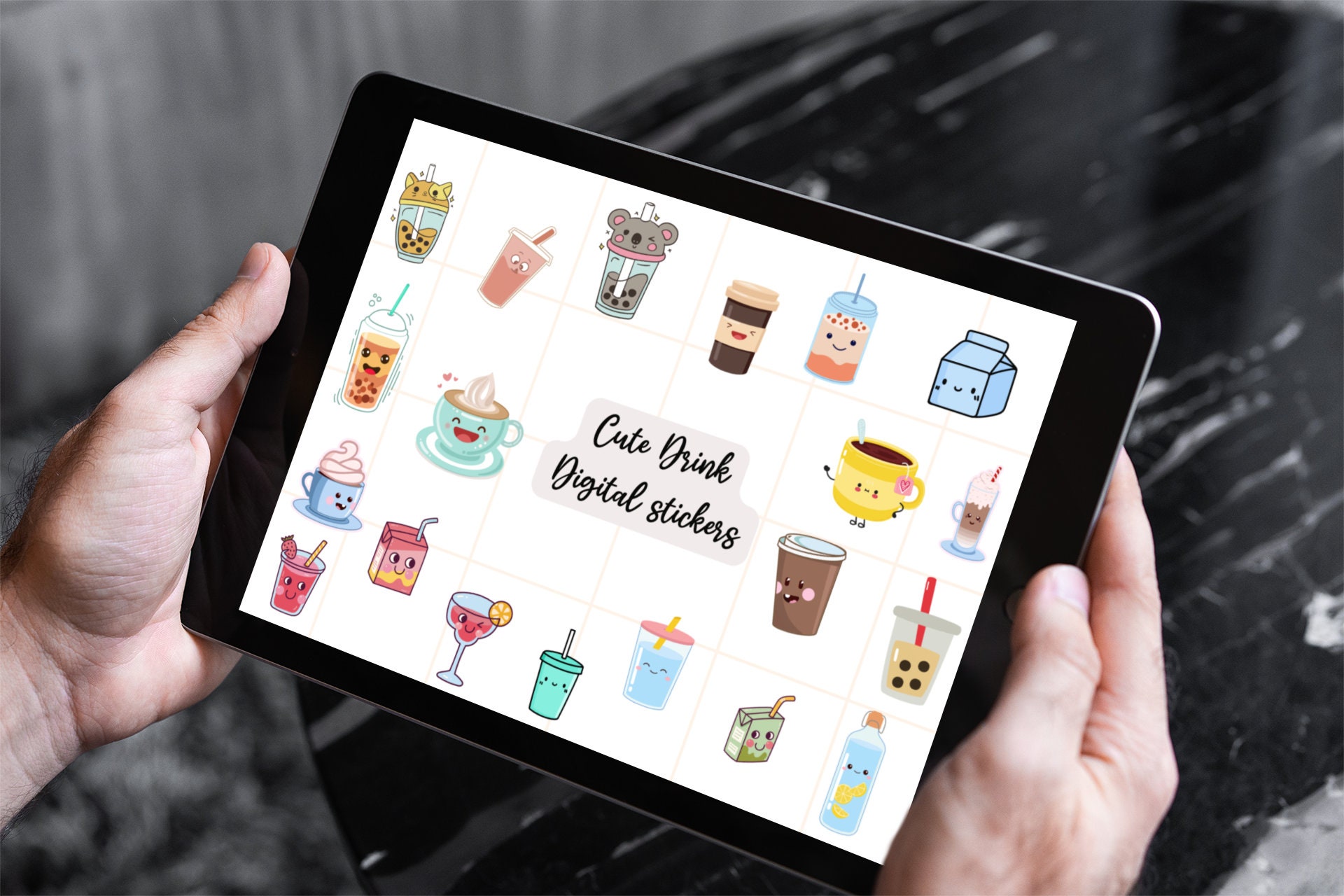 Cute Drink Digital Stickers Pre-cropped Digital Stickers Kawaii Cute ...