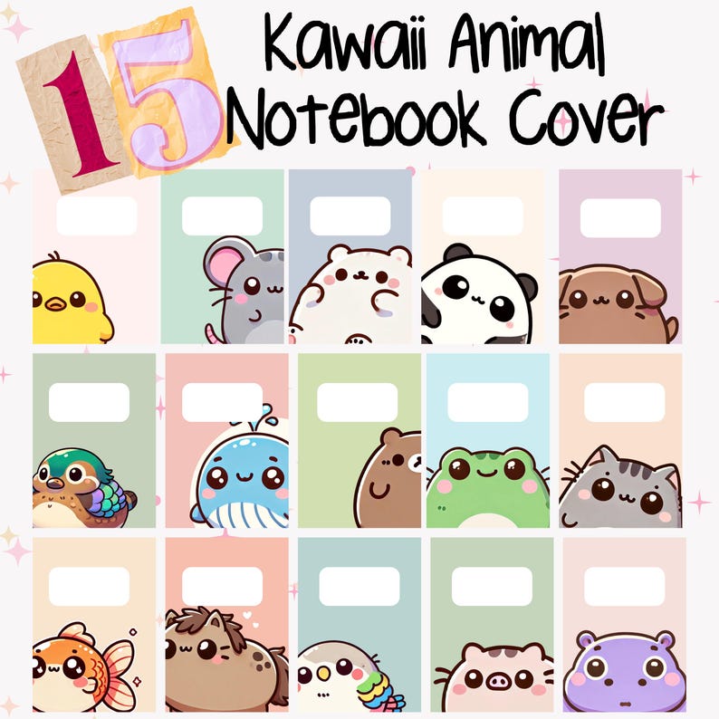 Kawaii Animals Digital Notebook Covers Digital Notebook Goodnotes Cover ...