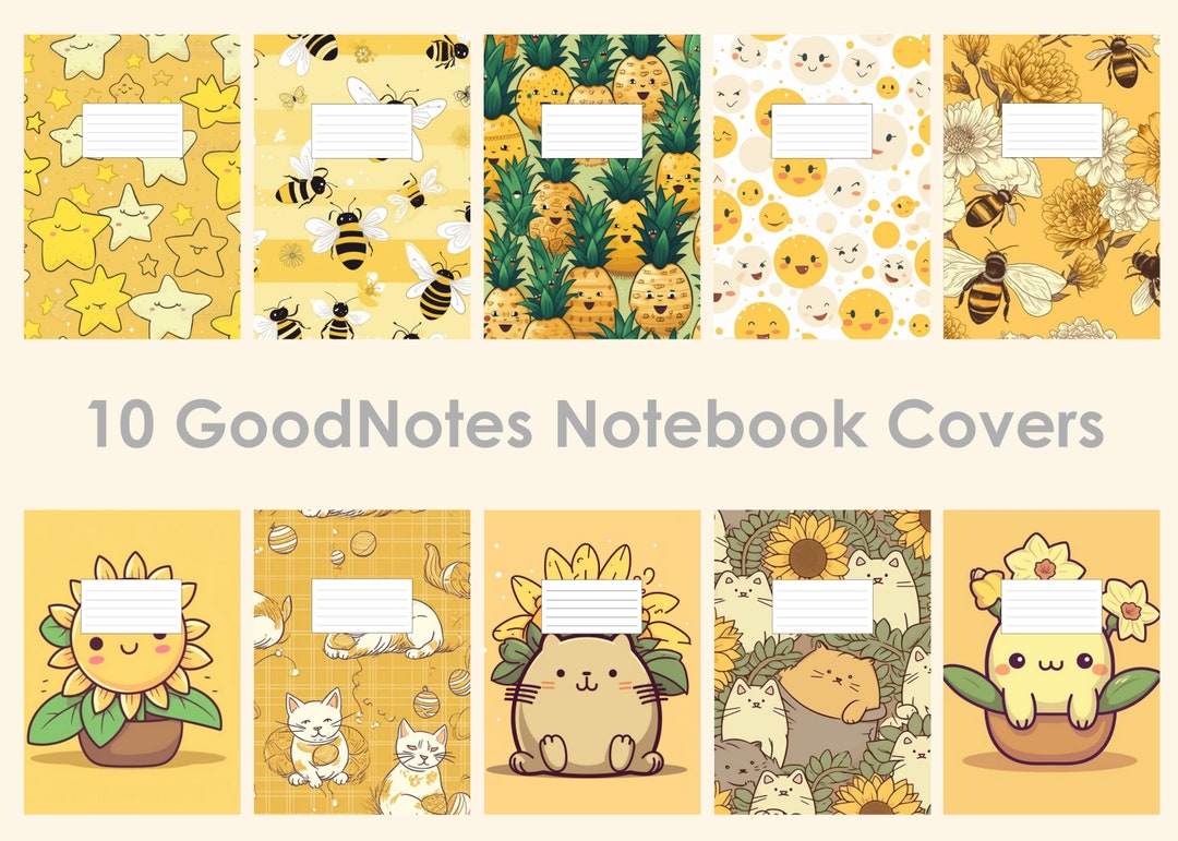 Kawaii Yellow Digital Notebook Covers Yellow Notebook Goodnotes Cover ...