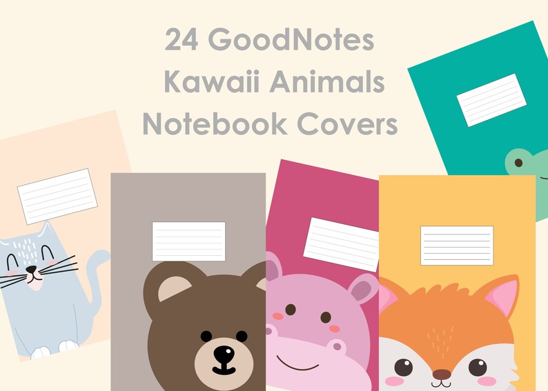 Kawaii Animals Digital Notebook Covers Digital Notebook - Etsy