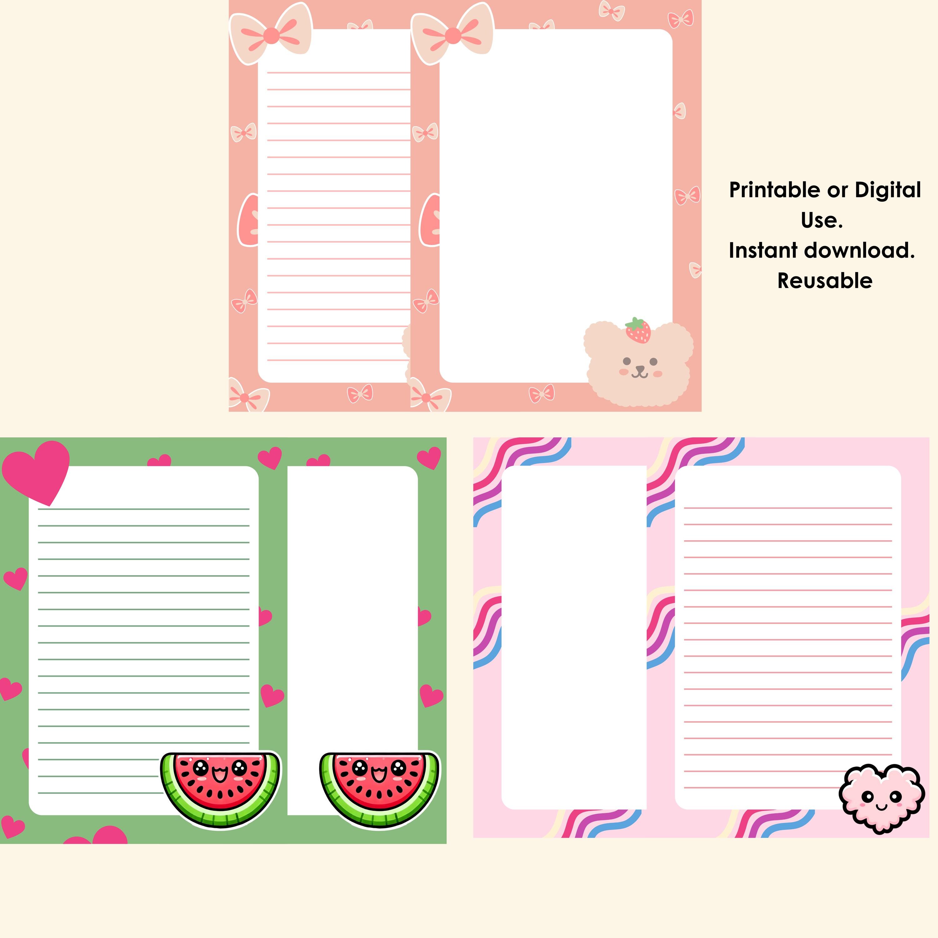 Cute Digital Paper Reusable Printable Paper Cute Digital Paper Kawaii ...