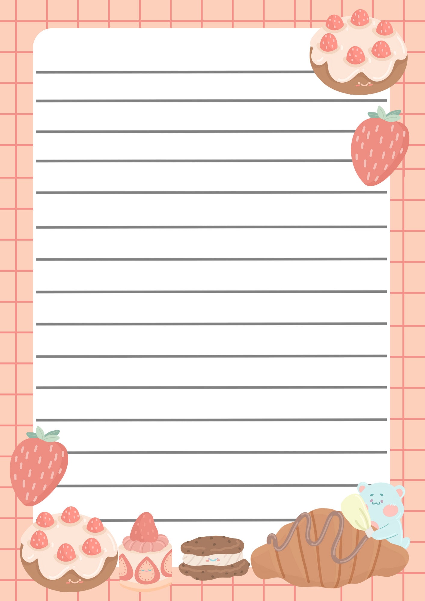 Cute Digital Paper Reusable Printable Paper Cute Digital Paper Kawaii ...