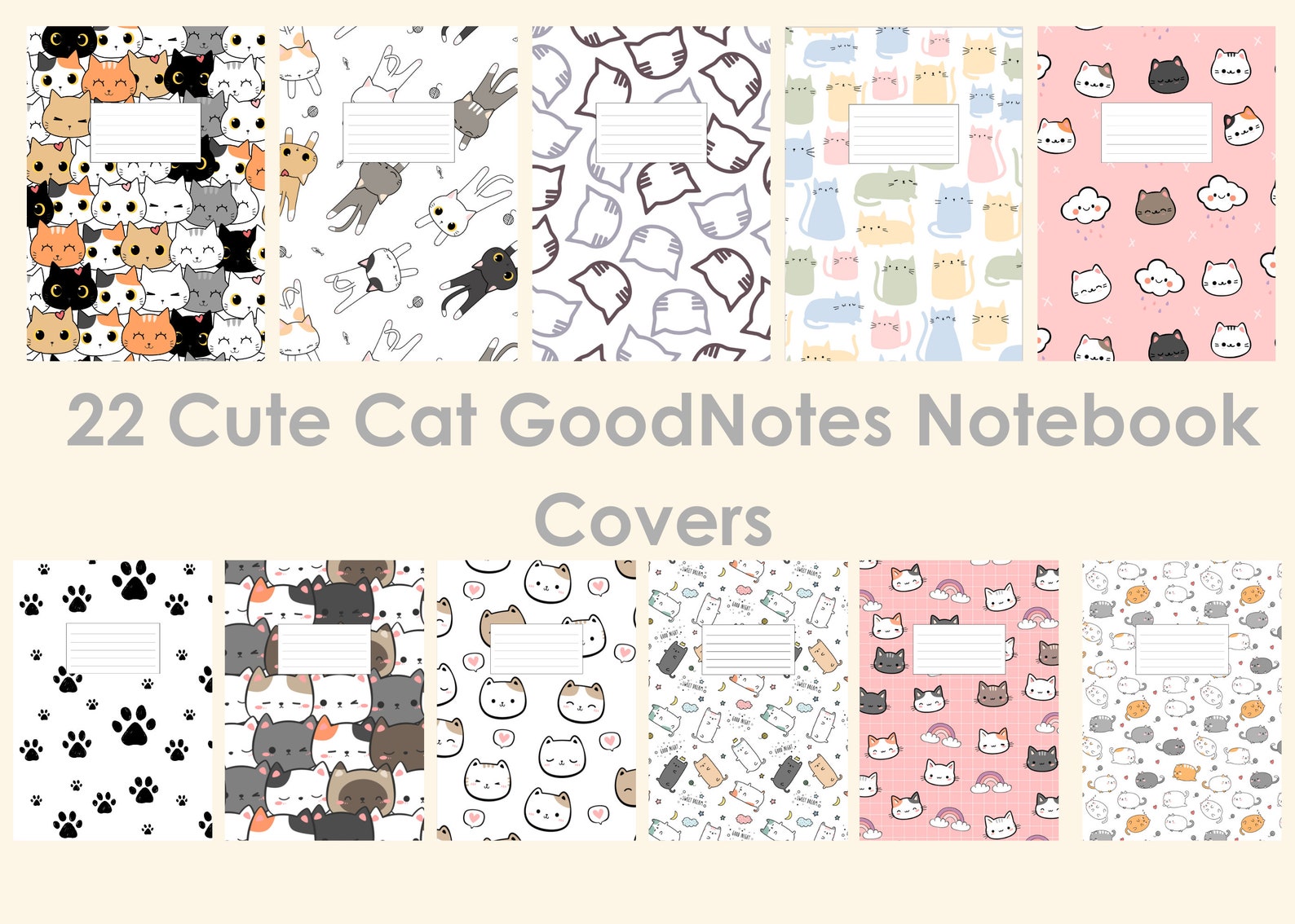 Cute Cats Digital Notebook Covers Digital Notebook Goodnotes Cover Cats ...