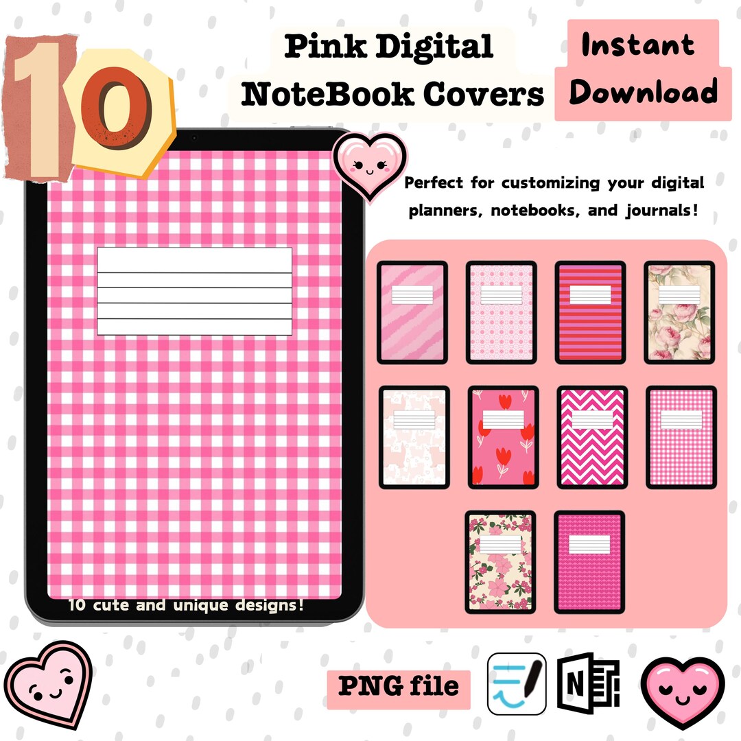 Kawaii Pink Digital Notebook Covers Digital Notebook Goodnotes Cover ...