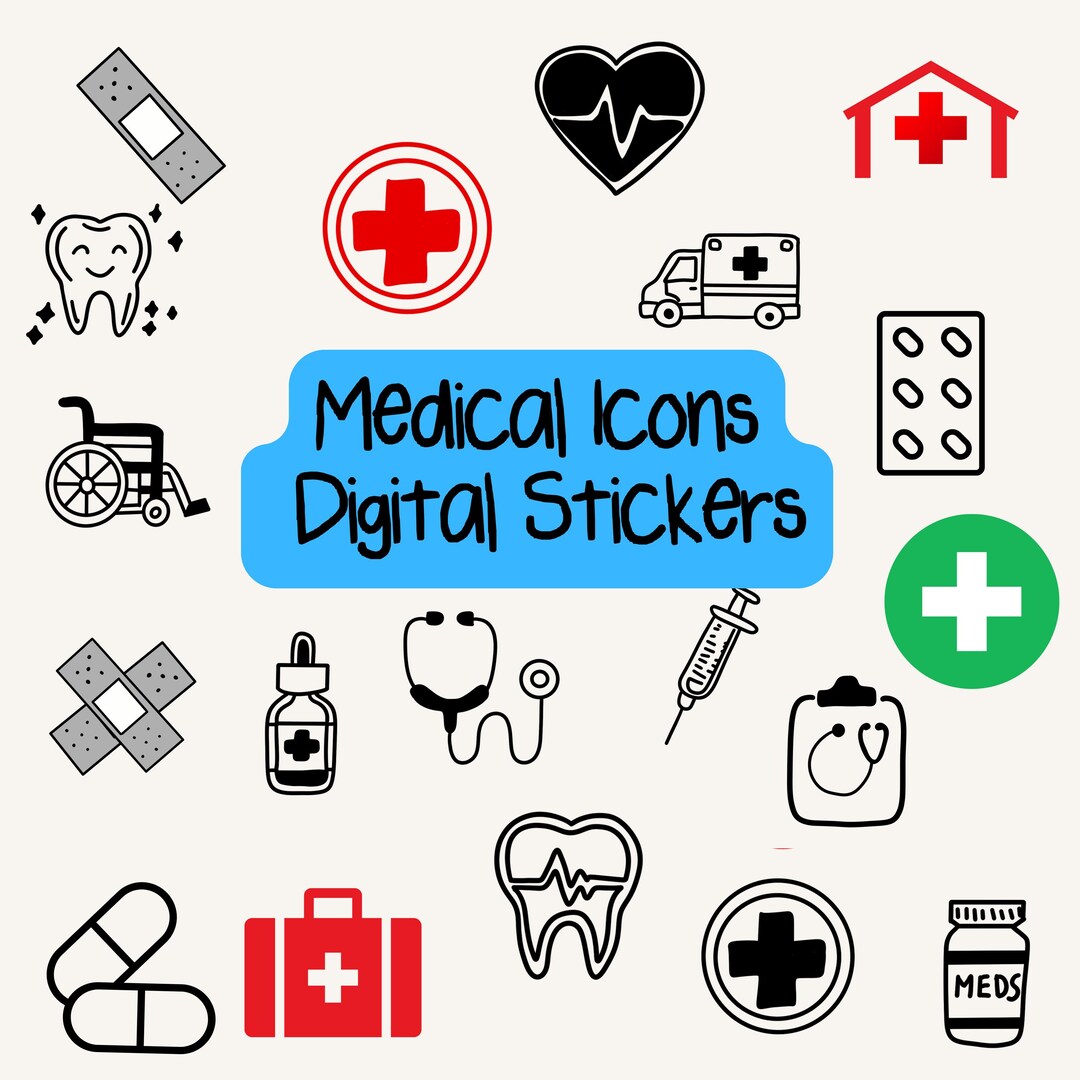 Medical Icons Digital Stickers Medical Digital Stickers Medical Cute ...