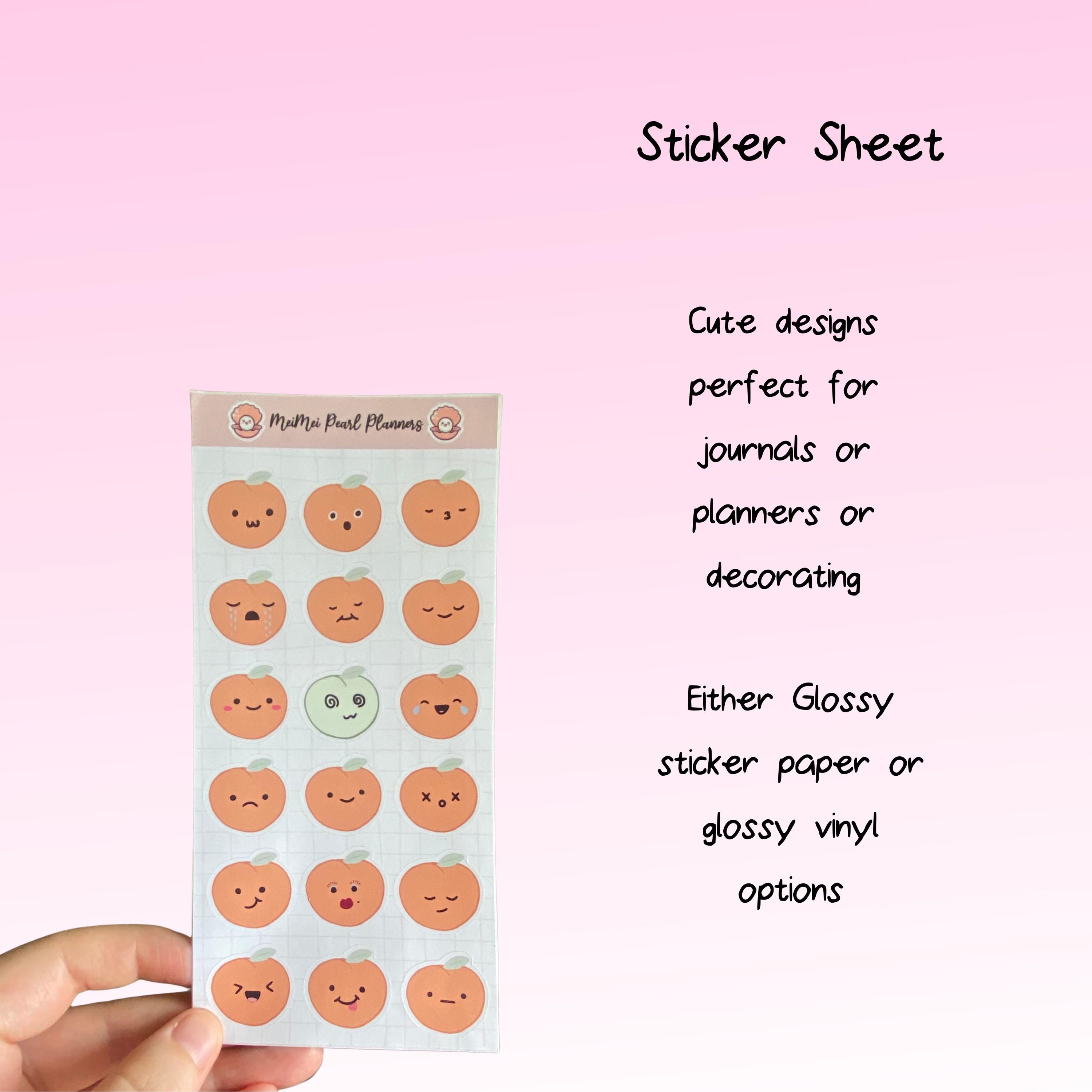 Kawaii Cute Peach Emotion Sticker Sheet Stickers for Planner Cute ...