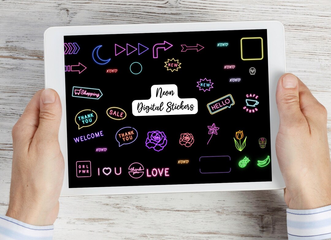 Neon Digital Sticker Pre-cropped Digital Stickers Digital - Etsy UK