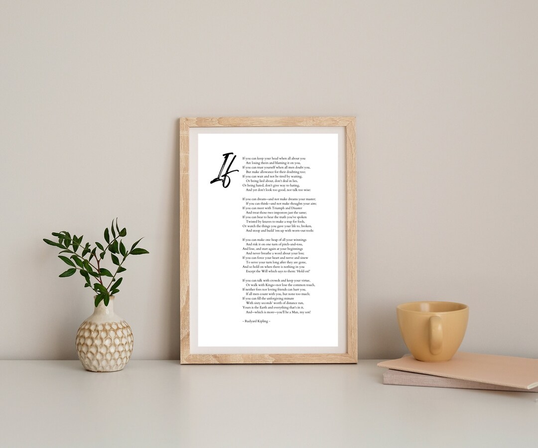 If by Rudyard Kipling Print, Wall Art, Poetry Print, Home Decor ...